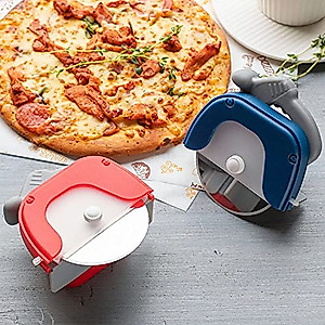 Fat-Cat Pizza Cutter Wheel, Super Sharp Pizza Slicer with Protective Blade Guard for Pizza, Pies, Waffles and Dough Cookies, Easy to Use and Clean (Blue)