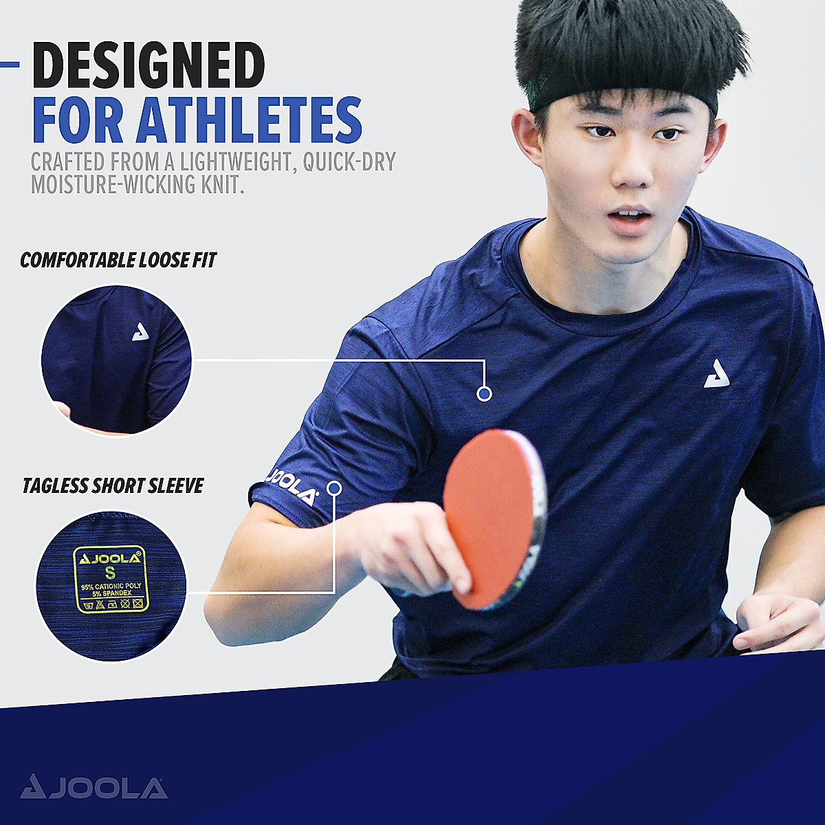 JOOLA Men's Standard T-Shirt, Navy, Extra Small