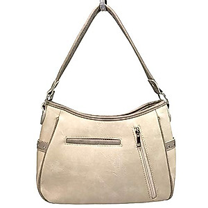 Zelris Western Mustang Horse Turquoise Embroidery Conceal Carry Women Hobo Purse (Beige)