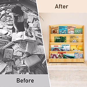 mopam Toddler Bookshelf 4-Tier Kids Wooden Bookshelf Baby Storage Book Rack Bookshelf for Kids Bookcase for Toddlers Children Bookcase Kids Bookcase for Toddler Room, Nursery, Classroom