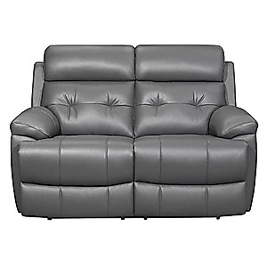Lexicon Inkwood Wall-Hugger Manual Double Reclining Loveseat, Dark Gray