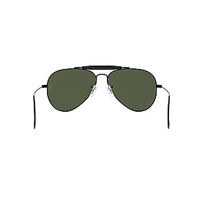 Ray-Ban RB3030 Outdoorsman I Aviator Sunglasses, Black/G-15 Green, 58 mm