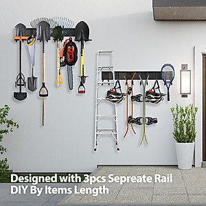 Gatsowm Tool Storage Rack Wall Mount, 48 Inch Adjustable Garage Tool Organizer, Heavy Duty Garden Tool Organizer Rack, Yard Tool Organizer for Rake Shovel Broom Mop Wall Holder