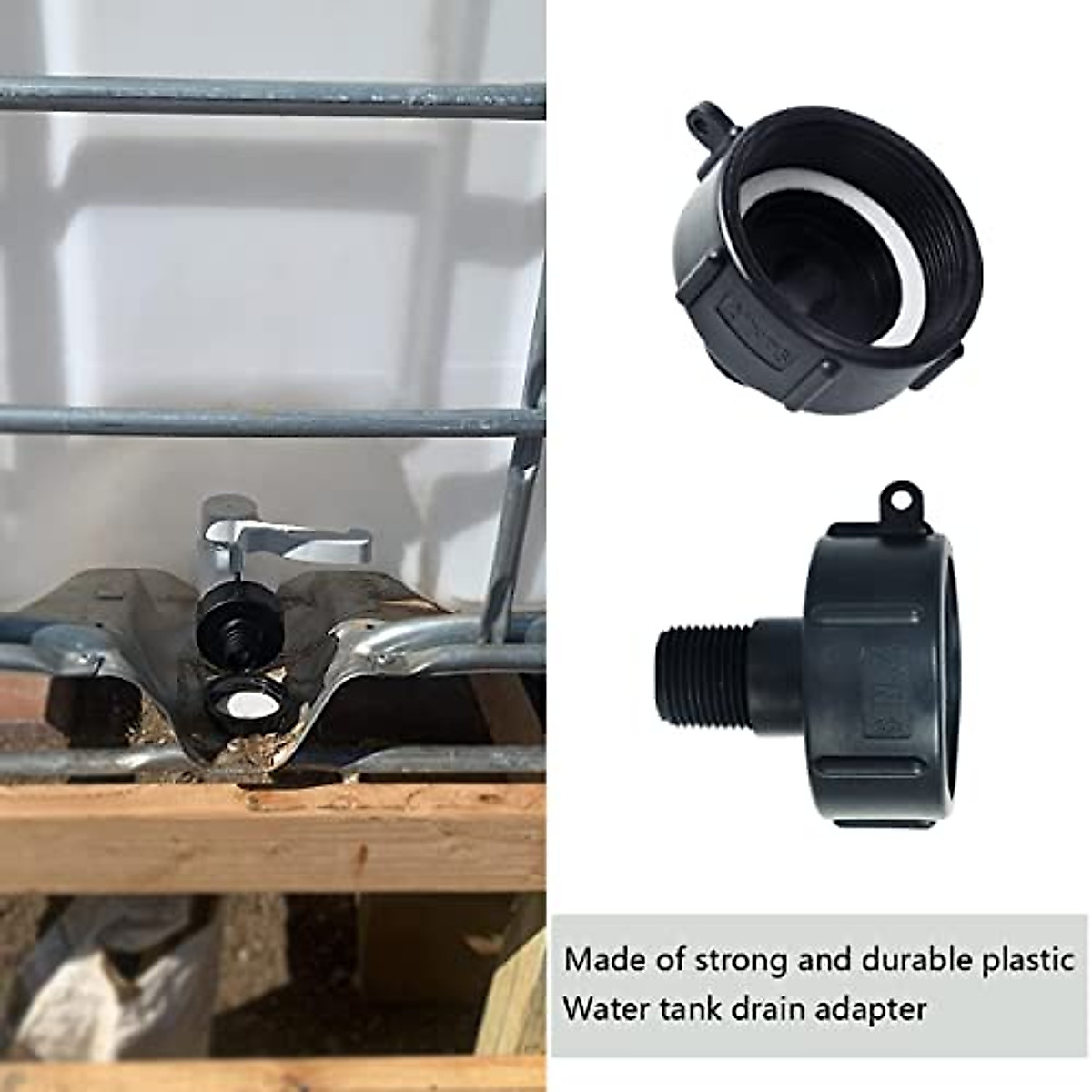 DVECUE 275 330 Gn IBC Tote Adapter Tank Drain Adapter 2inch Fine Thread NPT X 3/4" Male Garden Hose 2 Pieces