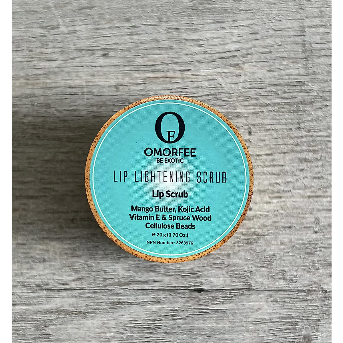 Omorfee 100% Organic Lip Lightening Scrub, Vegan Lip Exfoliator & Moisturizer, Gentle Overnight Lip Mask Treatment, With Kojic Acid, Vitamin E & Natural Beads for Dull, Dry & Dark Lips- 20g/0.70Oz