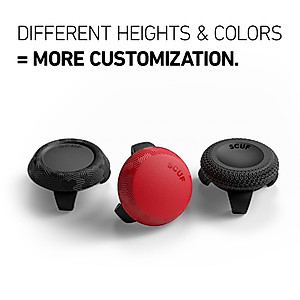 SCUF Thumbstick Grips - 4 Pack with 2 Bases - Tactic - Joystick Thumb Grips For Xbox One and Xbox Series X & S, PS4, PS5, Nintendo Switch Pro Controller - Black