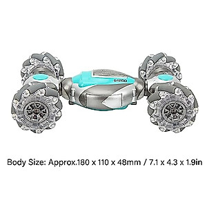 Alomejor Remote Control Car Toy, 2.4Ghz RC Stunt Car 360 Degrees Rotation ABS Electronic Component for Home (Green)