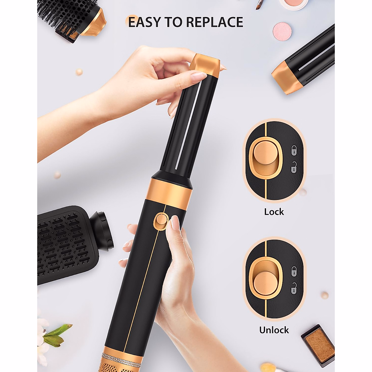 Hair Dryer Brush, PRITECH Blow Dryer Brush Set with Diffuser, 7 in 1 Hair Styling Tools 110000 RPM High Speed Volumizer Drying, Ionic Hairdryer Curler Straightener,Curling Wand