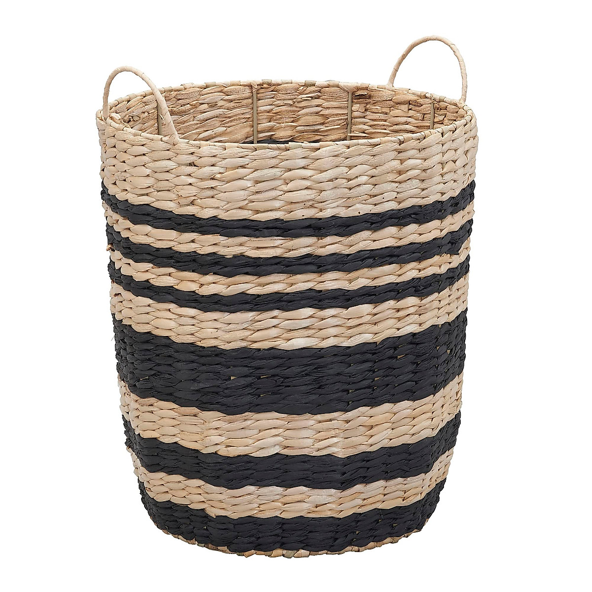 Household Essentials Cattail and Paper Multi Band Basket, Natural and Black