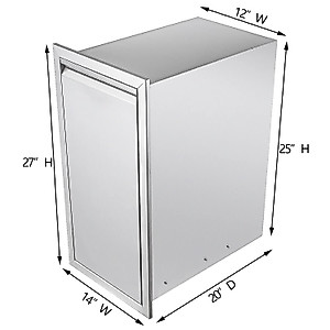 PUNCTN Outdoor Kitchen Drawers14Wx27Hx20D Inch, Outdoor Kitchen Trash Drawer Storage, Pull-Out Tray Stainless Steel Trash Drawer Without Handle Design for Outdoor Kitchen BBQ Island