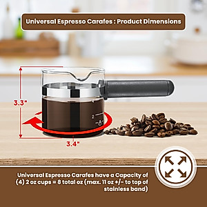 CAFÉ BREW COLLECTION Universal Glass Espresso Replacement Carafe - Medelco Espresso Machine Replacement Carafe - 4 Cup Black Replacement Carafe for Hamilton Beach, Mr.Coffee, Breville