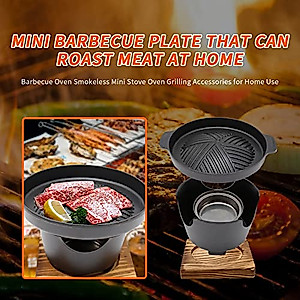 Saihisday 7" Single Person Grill Japanese Mini Hibachi Grill, Mini Tabletop Portable Grill, Korean BBQ Charcoal Grill, Heavy Duty Cast Aluminum Grill Platter