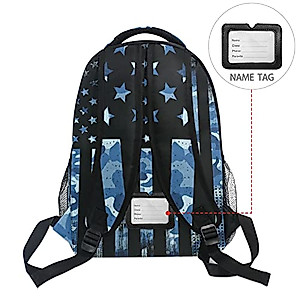 Kcldeci American Flag Camouflage Kids Backpack for Boys Girls Camo USA Flag Patriotic Elementary Backpacks Purse School Bag Book Bags for Toddler Travel