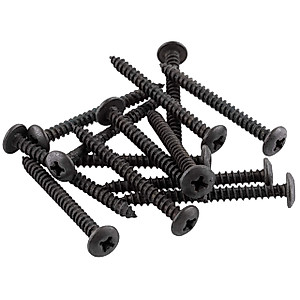 #7 X 1-1/2" Flat Black Round Head Phillips Drive Screws | Pack of 25 | Self Tapping Screws for Wood Antique or Modern Furniture | SCR7112PPHBLK