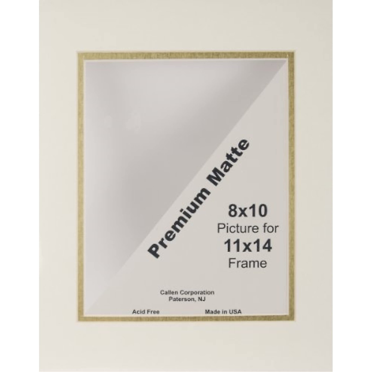 Callen Photo Mat Double Hand Cut with Bevel Edge, 11 by 14-Inch, Ivory Gold Core