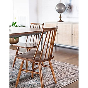 East at Main 100% Solid Wood Dining Chairs - 21”D x18”W x32.5”H - Handcrafted Set of 2 Modern Wooden Accent Chair for Kitchen Office Farmhouse Dining Room Furniture (Walnut)