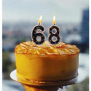 2.8" Blue Black Glitter Number Candles-Many Colors 37th 73rd Birthday Gifts Birthday Decorations Birthday Candles Numbers Happy Birthday Candles for Cake 2 Candle for Women for Men (Blue Black)