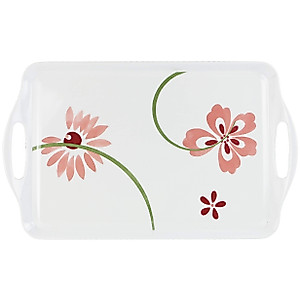 Reston Lloyd Rectangular Melamine Serving/Ottoman Tray, Pretty Pink