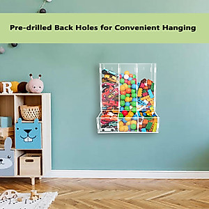 Montex Acrylic Wall Toy Dispenser, Play Room Organization Acrylic Wall Organizer Clear Hanging Organizer for Kid's Playroom, Blocks, Cars, Snacks (Three Compartment)