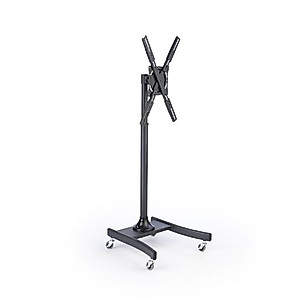 Displays2go TV Stand on Wheels for 32 to 47 Inch HDTV Monitor, Adjustable Height, Tilting, Black (MB842BLK)
