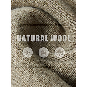 Liny Xin Women's Long Cardigan Sweater V-Neck 100% Merino Wool Fall Winter Warm Soft Knitted Cardigan Coat (Tan,L)