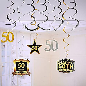50th Birthday Decorations for Men Women Cheers to 50 Years Birthday Banner Swirls Set for 50 50th Birthday Party Decorations