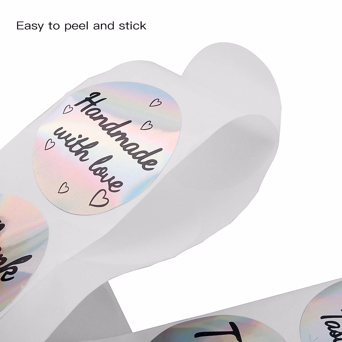 500 Pcs Thank You Label Stickers, 1.5" Holographic Stickers Thank You for Supporting My Small Business Stickers for Business Gift Wrapping, Ideal for Online Sales & Shops