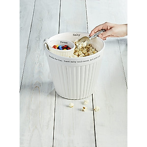 Mud Pie Circa Popcorn and Candy Bowl, White, 7.75" x 5.75" dia