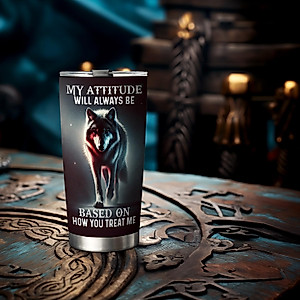 64HYDRO 20oz Wolf Gifts for Men, Women, Wolf Gifts for Wolf Lovers - Valentines Day Gifts for Him, Her - Inspirational Gifts - Wolf Tumbler Cup with Lid, Double Wall Vacuum Insulated Travel Coffee Mug