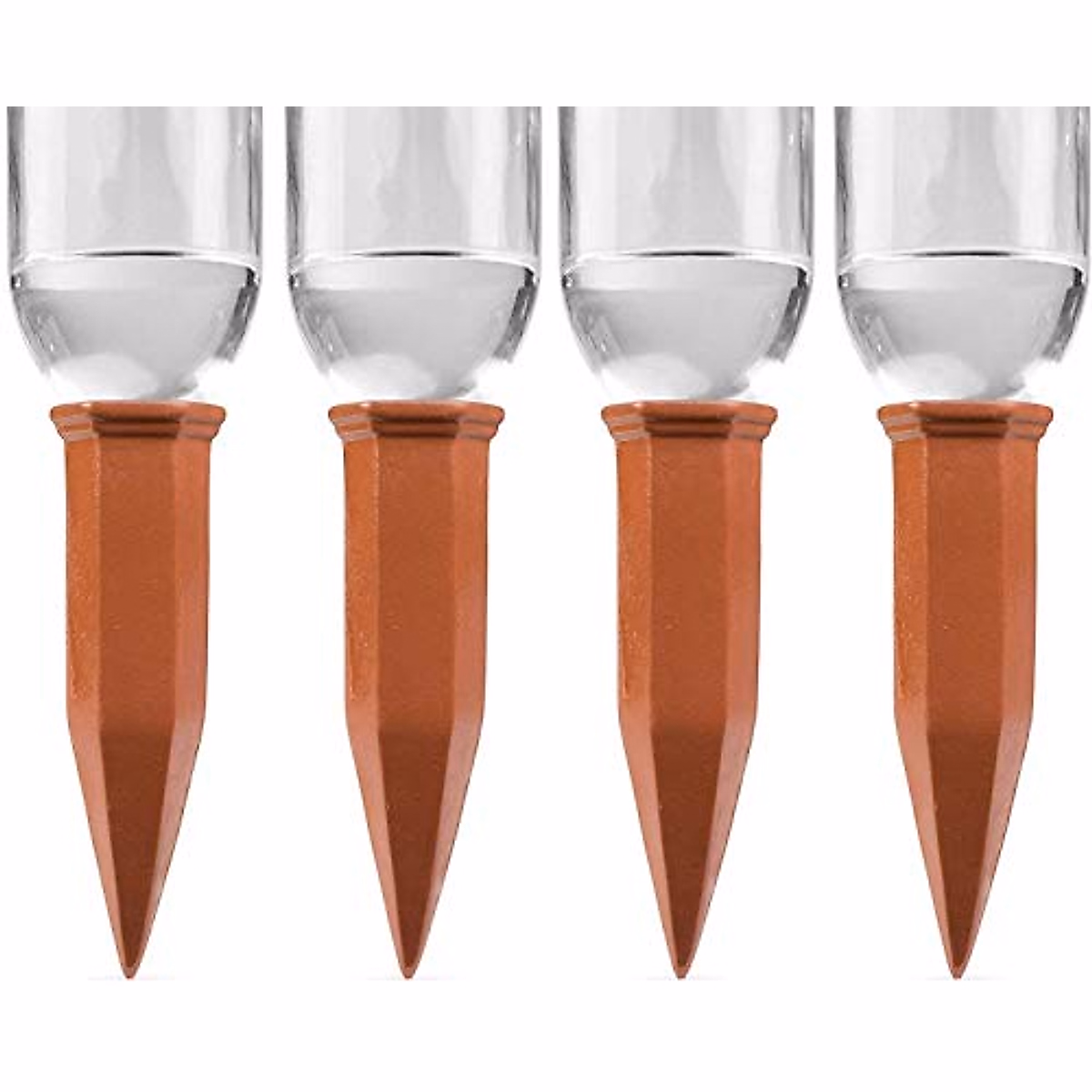 Modern Innovations Ceramic Terracotta Self Watering Spikes (4 Pack) Vacation Automatic Plant Waterer Devices, Indoor/Outdoor Planter Insert, Terra-Cotta Stakes for Potted Plants, Auto-Water System