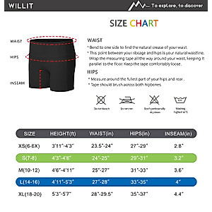 Willit Girls' 4" Volleyball Shorts Youth Spandex Dance Yoga Athletic Shorts Kids Running Biker Shorts with Pockets Black L