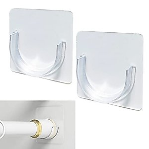 Venupple Shower Rod Holder, Tension Curtain Rod Bracket No Drilling, Adhesive Shower Rod Retainer Shower Curtain Rod Holder | Shower Curtain Rod not Included Transparent