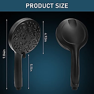 ZYlifemagic High Pressure 10-mode Shower Head With Handheld - Anti-clog Nozzles, Stainless Steel Hose, Cleaning Fuctions For Tubstiles Pets Wall And Overhead Brackets Cleaning -MatteBlack