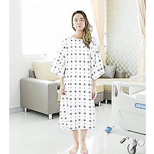 Utopia Care 6 Pack Cotton Blend Unisex Hospital Gown, Fits Sizes up to 2XL Blue