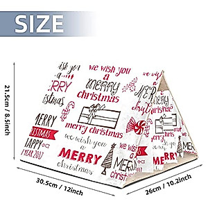 enheng Small Pet Hideout Cute Hand Drawn Christmas Labels Hamster House Guinea Pig Playhouse for Dwarf Rabbits Hedgehogs Chinchillas
