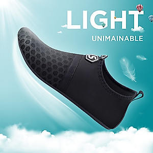 SEEKWAY Water Shoes Quick-Dry Aqua Socks Barefoot Slip-on for Beach Pool Swim River Yoga Lake Surf Women Men Black SK001 (Black 40-41)