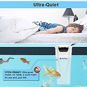 DaToo Aquarium Power Filter in-Tank Ultra Silent Small Fish Tank Filter 3W for Aquarium 1 to 10 Gallon Tank, 1 Yr Warranty