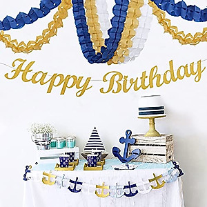 Navy-Blue White-Gold Party-Decorations Streamers Garland - 12pcs Royal Blue Graduation 2023 4-Leaf Paper Clover Streamer Men Boy Birthday Wedding Bridal Shower Flower Banners Fathers day Decor Ouruola