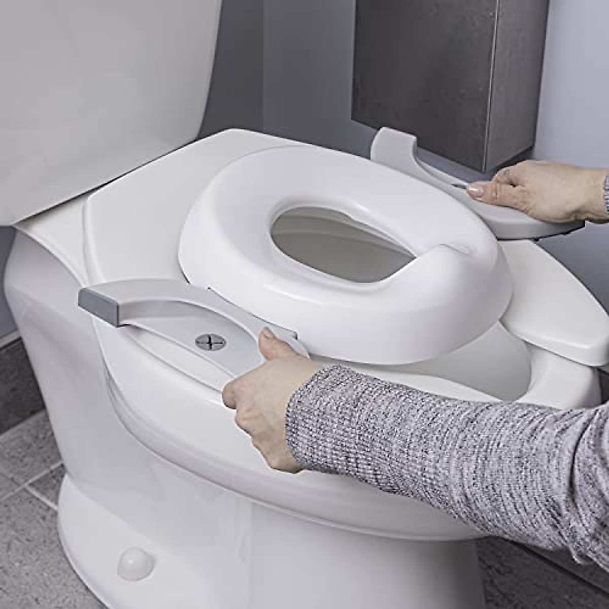 Summer My Travel Potty Deluxe - 2-in-1 Foldable Travel Potty for Toddlers Can Be Used as a Standalone Potty or as a Potty Ring for Adult Toilet w/Integrated Handles, Includes 12 Disposable Waste Bags