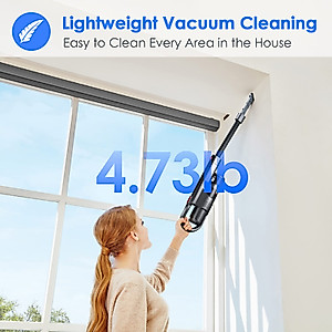 Cordless Vacuum Cleaner - Lightweight Stick Vacuum Cleaner w/ 250W Powerful Suction Brushless Motor, HEPA Filter, 4 in 1 Detachable Handheld, Long Runtime, Ideal for Home Hard Floor Carpet Pet Hair