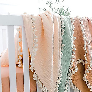 Crane Baby Muslin Swaddle Blanket, Soft Cotton Lightweight Nursery and Stroller Blanket for Baby Boys & Girls, Desert Rose, 30" x 40"