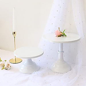 ATRDTO Set of 3 Pieces Cake Stands Iron Cake Holder Dessert Display Plate Serving Tray for Baby Shower Wedding Birthday Party (White)