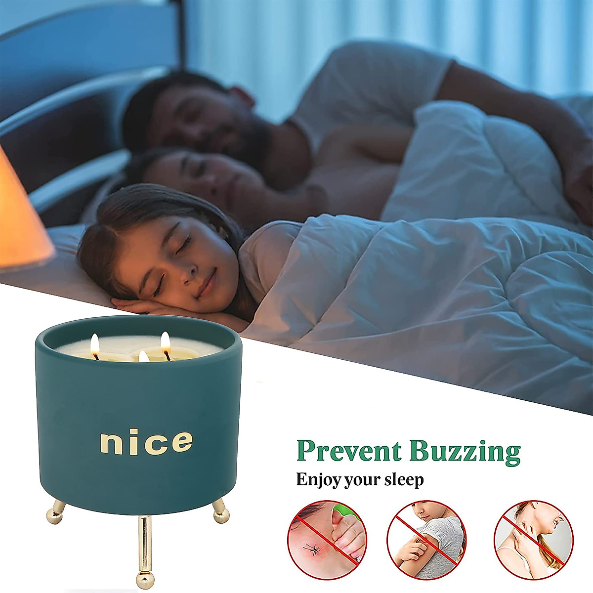 Citronella Candles Outdoor and Indoor, 50 Hours Long Burning, 14.3 Oz Large Citronella Scented Candle Decorative, 3 Wick Wax Tin, Long Lasting Essential Oil Soy Wax for Home Garden Patio Balcony-Green