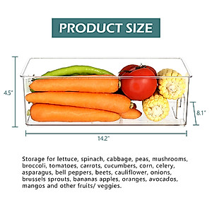 elabo Food Storage Containers Fridge Produce Saver- Stackable Refrigerator Organizer Keeper Drawers Bins with Lids, Fridge Organizers and Storage for Vegetables, Berry and Fruits, BPA-Free, 2 Pack