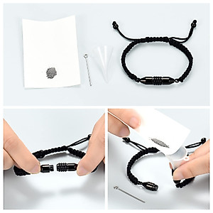 Imrsanl Stainless Steel Cremation Bracelet for Ashes - Bullet Urn Bangles for Human Ashes - Cylinder Memorial Ashes Keepsake Jewelry for Men Women - Adjustable Black