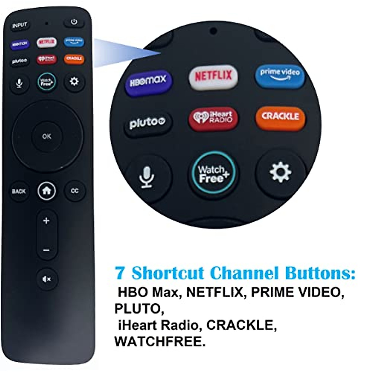 Voice Remote for Vizio Smart TV, XRT260 Remote Replacement for All Vizio LED LCD HD 4K UHD HDR Smart TVs with Shortcut Keys HBO Max, Netflix, Prime Video, Pluto, iHeart Radio, Crackle, Watchfree