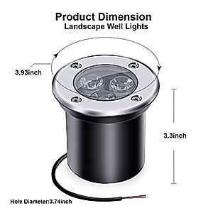 ALEDECO 4 Pack 3w 12v Low Voltage In-ground Lights LED Landscape Light Waterproof IP67 Pathway Lights Outdoor spotlights Trees Flags for Garden,Yard,Tree (Warm White)
