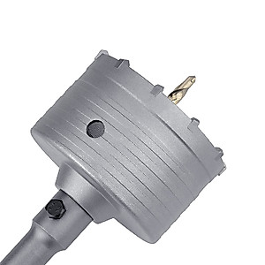 GUICGOC 105mm (4-1/8 inch) Concrete Hole Saw with 220mm SDS Plus Connecting Rod, Tungsten Carbide Teeth (7.7mm x 4mm) Cement Hole Saw for Concrete Cement Brick Wall Stone 105mm / 4-1/8 inch