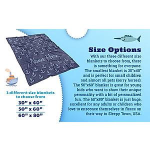 Personalized Fleece Blanket - Custom Throw Blankets for Adults Men Women Kids - Nautical Theme Navy Blue Anchor (Baby/Pet 30"x40")