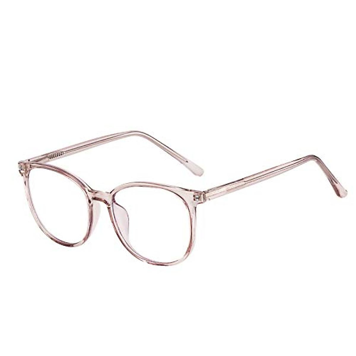 FONHCOO Blue Light Blocking Glasses Fashion Round TR90 Frame Transparent Eyewear Anti Eyestrain Computer Glasses for Women Men (Light Brown)